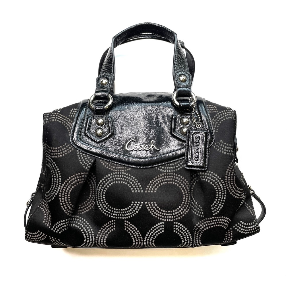 Coach Ashley Dotted Op Convertible Satchel Black - Gem